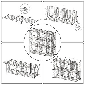 C&AHOME Wire Cube Storage, 9 - Cube Organizer Metal C Grids, Modular Shelves Units, Closet Organizer, Ideal for Home, Office, Living Room, 36.6”L x 12.4”W x 48.4”H, Pink UWCS3009P