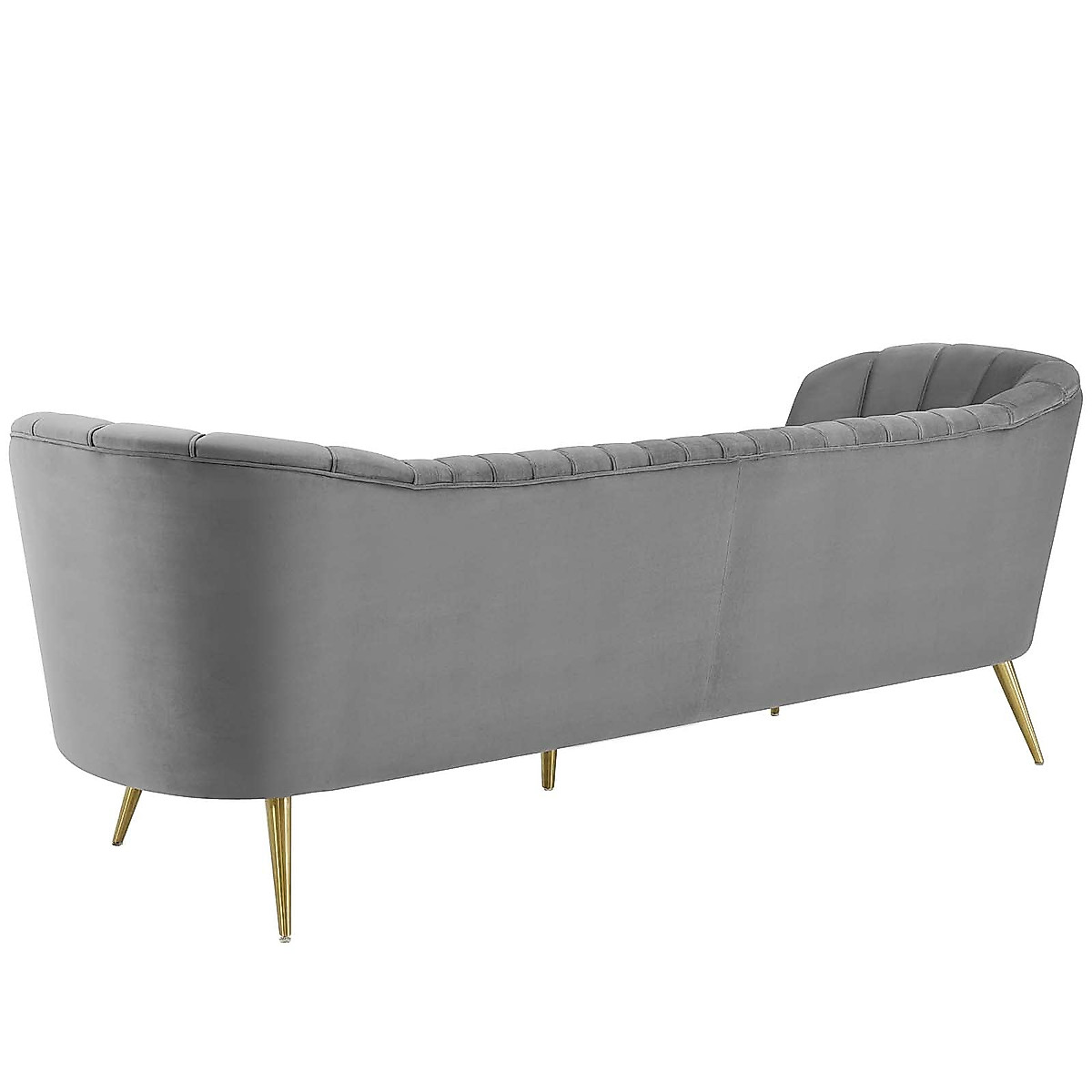Modway Opportunity Channel Tufted Curved Back Upholstered Performance Velvet Sofa in Gray