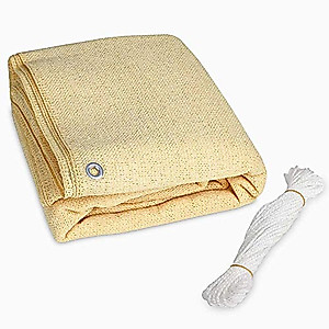 Bakaji 2832424 Wind Deflectors for Balcony Roof Rails in Hdpe Heavy Duty, UV Protection 90%, Eyelet Attachment, 12 m Rope Included, Off-White, 500 x 90 cm, Ecru