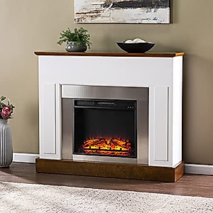 SEI Furniture Eastrington Industrial Electric Fireplace, White