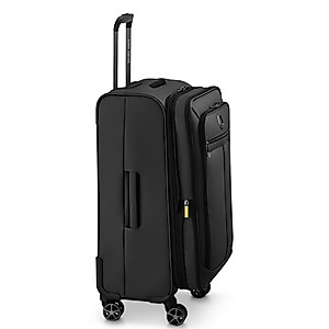 DELSEY PARIS Sky Lite 24-Inch Medium Lightweight Check-In Luggage - Water-Resistant Polyester, Dual Spinner Wheels, Multiple Exterior Pockets, Black - Softside Bag for Easy Travel