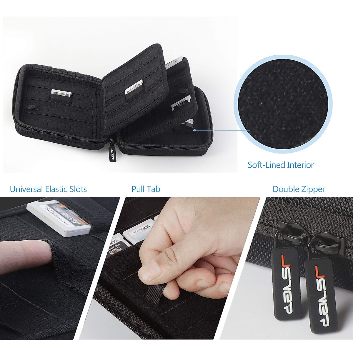 New Nintendo Switch 3ds Game Card case, 96 Game Card Case JSVER Hard Carrying Case for Nintendo 3DS, 3DS XL，New 2DS XL LL,2DS, DS, DSi, DSi XL LL,Nintendo Switch, Sony PS Vita Games, SD Memory Cards