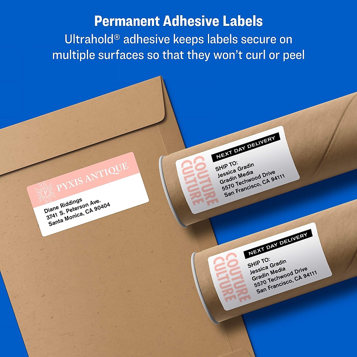 Avery TrueBlock Printable Shipping Labels with Sure Feed, 2" x 4" Customizable Stickers, White, 1,250 Blank Mailing Labels Total (5-Pack of 8163)