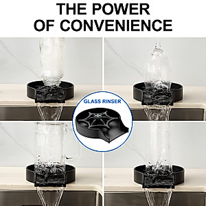 Glass Rinser For Kitchen Sink - Metal Cup Washer, Faucet Cup Rinser Cleaner Kitchen Sink Bottle Washer For Bar, Matte Black