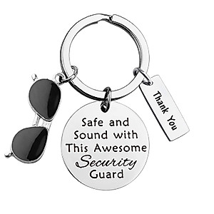 Lywjyb Birdgot Security Guard Gift Security Guard Thank You Jewelry Sunglasses Charm Gift Safe And Sound Keychain (Security Guard ky)