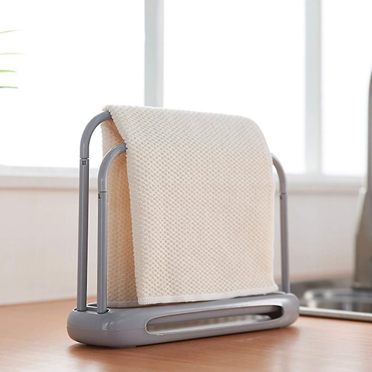 Kakalote Dishcloth Holder Rack,Detachable Towel Storage Rack,Removable Dishcloth and Sponge Drying Rack for Kitchen, Sink and Bathroom(Grey)