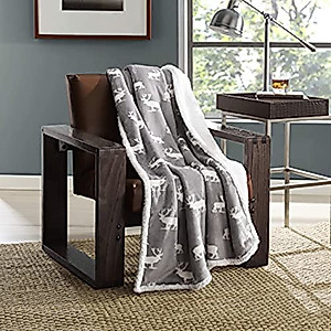 Eddie Bauer Ultra-Plush Collection Throw Blanket-Reversible Sherpa Fleece Cover, Soft & Cozy, Perfect for Bed or Couch, Elk Stance Grey