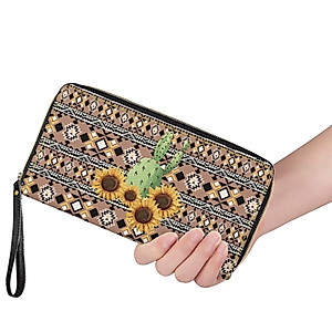 SCRAWLGOD Butterfly Floral Women Leather Wallets RFID Blocking Zip Around Credit Card Holder Clutch Purse Wristlet Strap