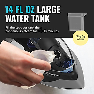 Pursteam World's Best Steamers Steam Iron for Clothes 1700W with Self-Cleaning Nonstick Stainless Steel Soleplate, Auto Shutoff, Anti-Drip