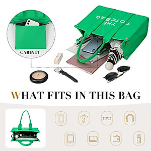 JQAliMOVV Tote Bag for Women, Trendy Leather Tote Bag Small Personalized Top Handle Crossbody Handbags for Work Travel (Green)