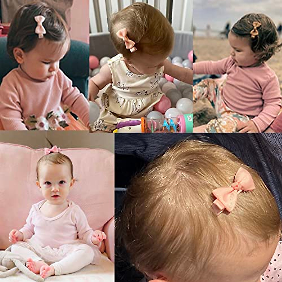 CELLOT Baby Hair Clips Baby Girls Fully Lined Baby Bows Hair Pins Tiny 2" Hair Bows Alligator Clips for Girls Infant Toddlers (2 Inch (Pack of 50), 25 Colors In pairs)