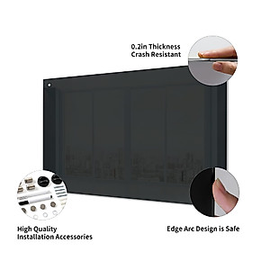 R&G Black Magnetic Dry Erase Board 4x3 Black Glass Dry Erase Board for Wall Black Glass Whiteboard with Eraser Marker (48” x 36”)