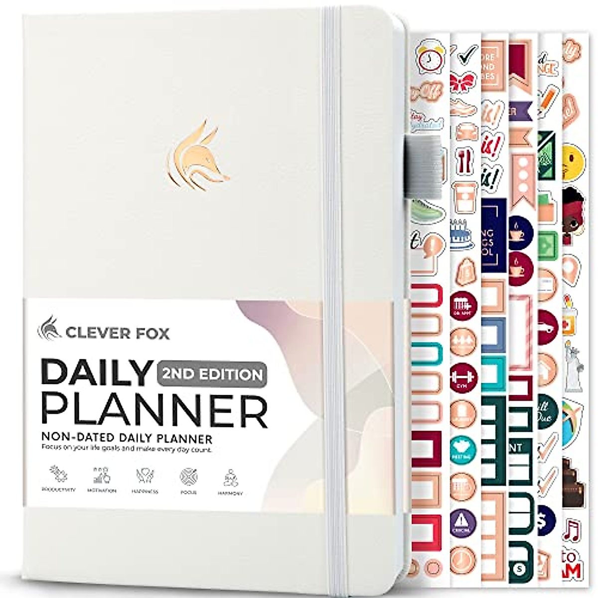 Clever Fox Daily Planner 2nd Edition – Undated Time Block Task Organizer with Hourly Schedule & To-do list – A5, 6 Months (White)
