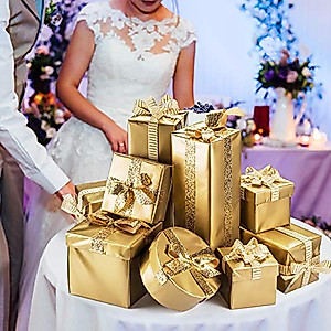 MIAHART 50 Sheets Metallic Gold Tissue 20X14 Inch Gift Wrap Paper Bulk Gift Wrapping Accessory Wrap for Wedding Birthday Party Favor Decor DIY Fringes Shredded Fill Confetti (Gold)