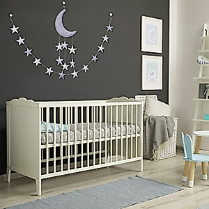 Moon and Stars Nursery Decor - Two Baby Wall Decorations for Nursery Hanging Moon Nursery Wall Decor and Separate Star Wall Baby Decor for Nursery Star Baby Nursery Garland
