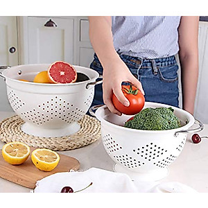 Rorence Powder Coated Steel Colander Set of 2 - White
