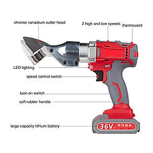 36V Sheet Copper Metal Shear Cutter, Cordless Electric Scissor, Corrugated Metal Roofing Cutting Tool, Tin Snip with 2 7.5Ah Batteries Chrome-Vanadium Steel Blade Pure Copper Motor Controllable Speed
