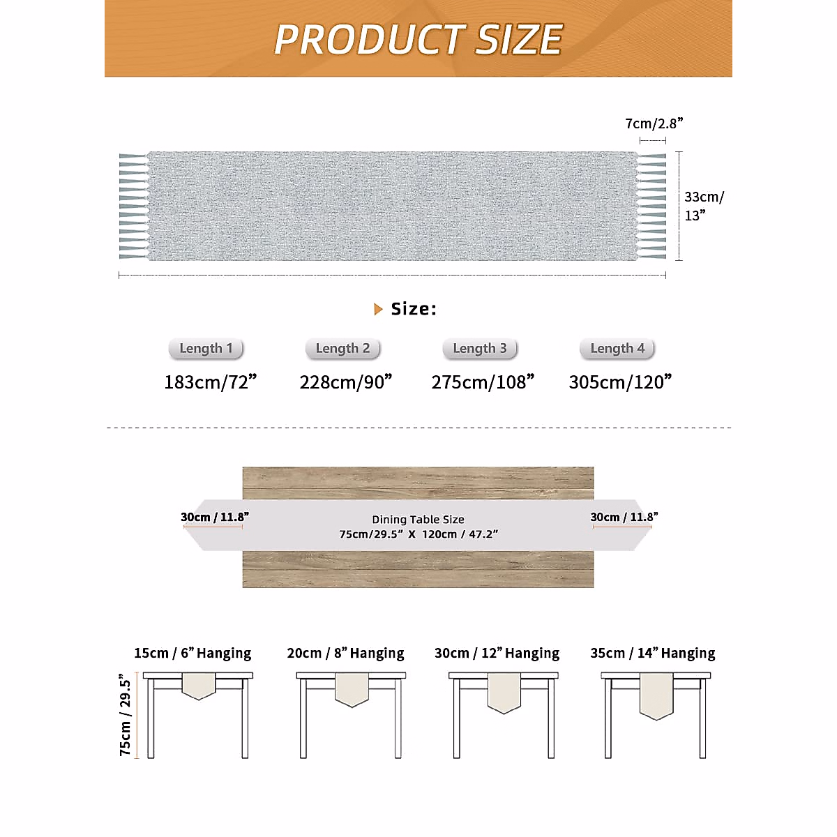 Thanksgiving Fall Table Runner 72 Inches Long Rustic Pumpkin Harvest,Autumn Kitchen Dining Leaves Table Decoration for Home Party Decor 13x72 Inch