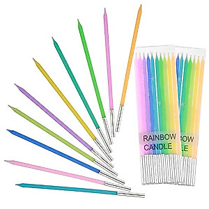Birthday Cake Candles Colorful Party Metallic Dessert Decoration Rainbow Cupcake Candles Flames Smokeless for Kid Children Adult for Ceremony Wedding Home Celebration Favor Supplies 30 Pack