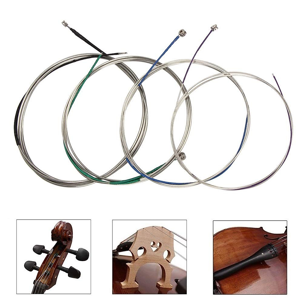 Imelod Cello strings Full Set (A-D-G-C) Universal Steel Core Nickel-Chromium Wound with Nickel-plated Ball End for 4/4 3/4 1/2 1/4 Cellos