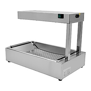 DULNICE French Fry Warmer Commercial Food Heat Lamp-Food Warmer Light, Stainless Steel Countertop Fries Food Warmer for Chips Churro Restaurant Home Kitchen