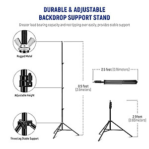 NEEWER 8.5x10ft Adjustable Backdrop Stand Kit, Photography Background Support System with 4 Crossbars, 6 Spring Clamps, 6 Backdrop Clips, 2 Sandbags, and Carrying Bag for Photo Video Party Ceremony