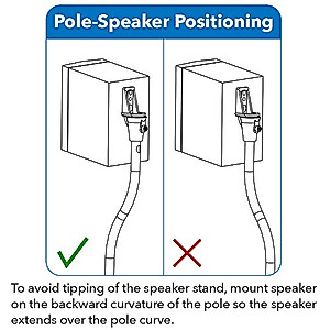 Mount-It! Speaker Floor Stands | Height Adjustable with Cable Management for Satellite, Small Bookshelf & Bluetooth Speakers up to 10 Lbs | Fits Vizio, Polk, Bose, JBL, Sony & Samsung | 1 Pair, Black