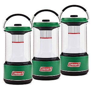Coleman 1000 Lumens LED Water-Resistant Outdoor Camping Light Lantern with 4 Lighting Modes, and BatteryGuard Protection Technology, Green (3 Pack)