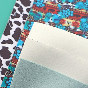 David accessories Cow Pattern Faux Leather Sheets Pattern Synthetic Leather Fabric Canvas Back 5 Pcs 7.7" x 12.9" (20 cm x 33cm) for DIY Earring Making Crafts (A)