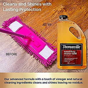 THOMASVILLE WOOD FLOOR CLEANER REFILL - Use on Hardwood, Laminated or Faux Finished Floors. Shine Restorer Protector, Surface Cleaner House Cleaning Supplies Home Improvement, Natural, Cuts Grease