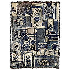 Pure Country Weavers Vintage Cameras Blanket by Thomas Brown - Gift Photography Tapestry Throw Woven from Cotton - Made in The USA (72x54)