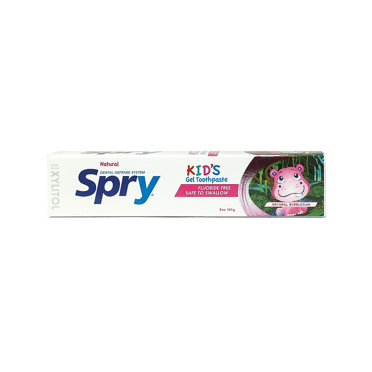 Spry Xylitol Toothpaste for Kids 5oz. Fluoride Free Toothpaste, Teeth Whitening Kids Toothpaste with Xylitol, Natural Breath Freshening, Mouth Moisturizing Ingredients, Bubble Gum (Pack of 1)