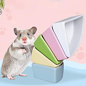 Balacoo Hamster Feeding Bowl Ceramic Small Animal Food and Water Bowl for Hamster Guinea Pig Rat Gerbil (Yellow)