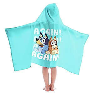 Jay Franco Bluey & Bingo Bath/Pool/Beach Hooded Towel - Super Soft & Absorbent Cotton Towel, Measures 22 x 51 Inches (Official Bluey Product)