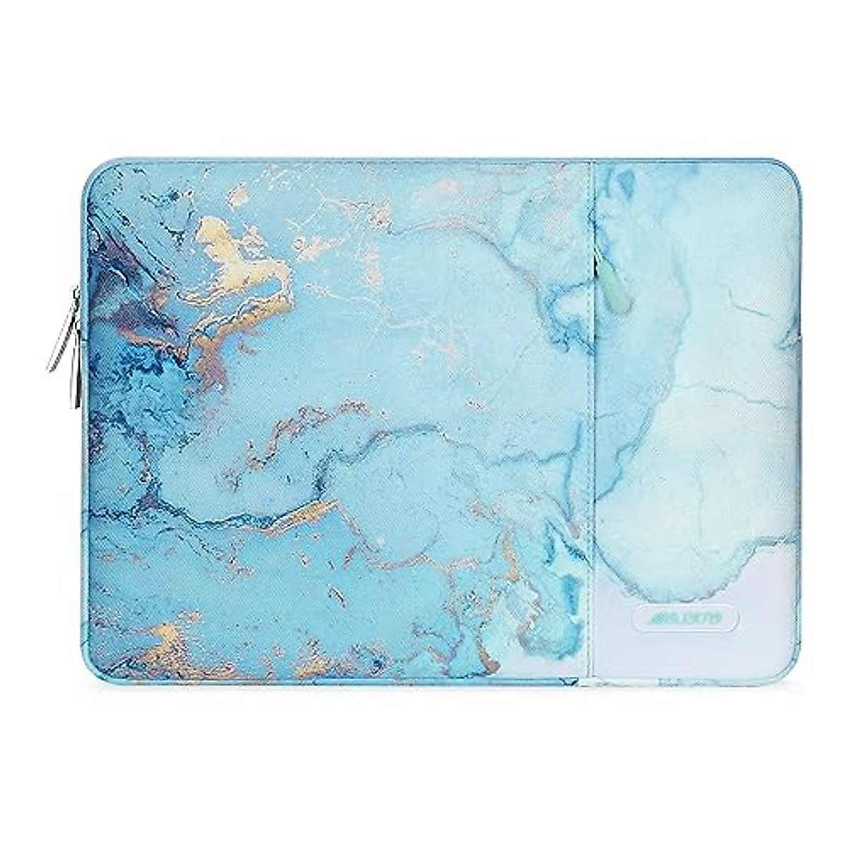 MOSISO Laptop Sleeve Compatible with MacBook Air/Pro, 13-13.3 inch Notebook, Compatible with MacBook Pro 14 inch 2023-2021 A2779 M2 A2442 M1, Polyester Vertical Watercolor Marble Bag, Turquoise