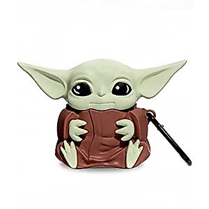 Generic2 Cute AirPod 1&2 Case, Silicone Cover with Keychain [Baby Yoda]