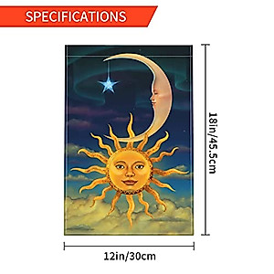 Hicyyu Sun With Moon Double Sided Garden Flag Outdoor Decorative For Various Party In Any Season 12x18 Inch, Black