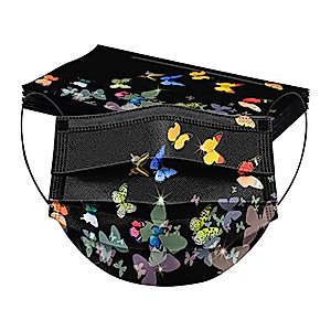 Aqestyerly 50PC Disposable Face_Masks for Adult Butterfly Printed Design 3 Ply Breathable Full Protection Light Weight Fashion Women Men (Mix 29, 50pc)