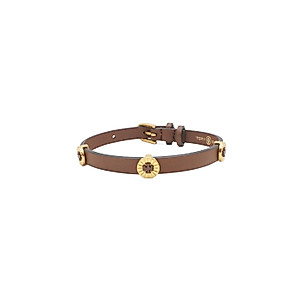 Tory Burch 143363 Britten Rolled Brass/Moose Brown Enamel Single Wrap Women's Bracelet