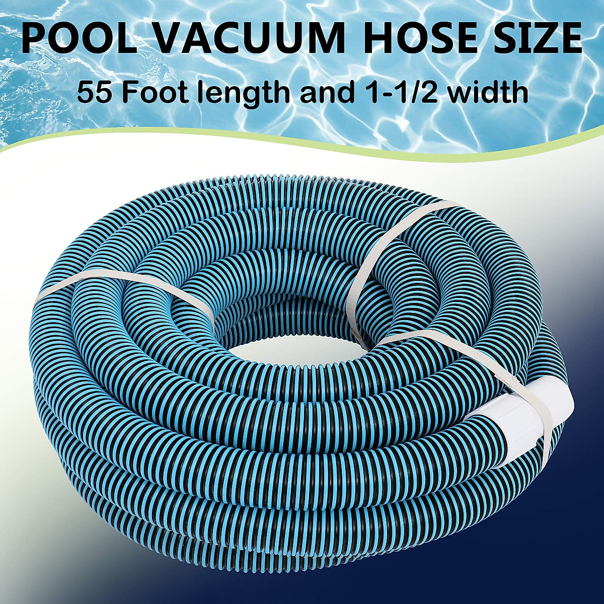VINGLI 1-1/2-Inch by 55-Feet Pool Hose Commercial In-Ground and Above-Ground Pool Swimming Pool Vacuum Hose, Blue