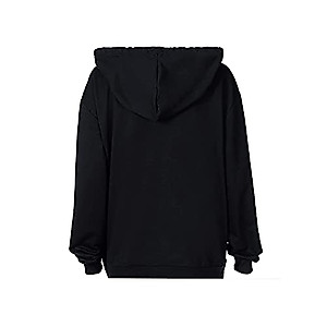 Women's Y2K Hoodie Vintage Skeleton Print Oversized Zip up Sweatshirt Pullover Sweatshirt 90S Cardigan Streetwear (Black Skeleton, Large)