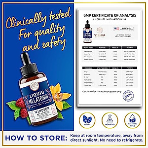 Liquid Melatonin 3mg Drops for Adults and Kids - Max Strength, Sleep Fast, Wake Fresh Sublingual - Vegan Kids Melatonin Liquid for Children Ages 6 and Up - Raspberry Vanilla Flavor Tincture - 2 oz