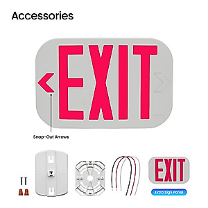 LimoLighting [4 Pack] New Gen. SMD LED Red Exit Sign Emergency Light, UL & ETL Certified, Sinlge or Double Sided (Double Face) with Battery Back-Up/Red Letter, Wall/Ceiling/Side Mount, AGG3396