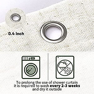 Awellife Linen Shower Curtain Boho Farmhouse Shower Curtains for Bathroom Natural Cloth Cotton Fabric Liner Cream Ivory 72 x 72 Inch