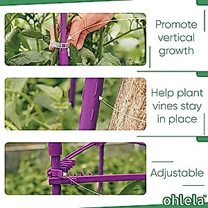 Large Tomato Cages for Garden - 6.5ft (Up to 80 Inches) Heavy Duty Tomato Cages for Vine, Vegetables, Fruits & Flowers with Adjustable Stake Arms - Tomato Stakes with 20Pcs Plant Clips