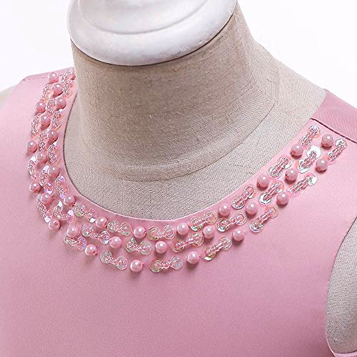 IBTOM CASTLE Girl Tutu Flower Petals Bow Bridal Dress for Toddler Girl Kids Princess Wedding Pageant Birthday Party Formal Communion Baptism Christening Summer Dance Ball Gown Dusty Pink 4-5 Years