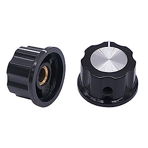 Taiss 10pcs Potentiometer Knobs 6 mm Dia. Shaft Silver Tone Top Rotary Knobs Black A02-6mm