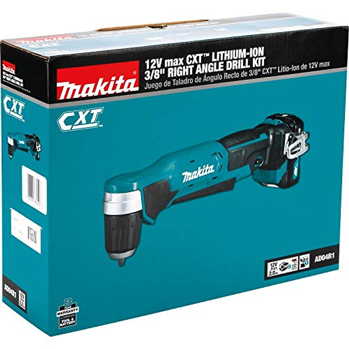 Makita AD04R1 12V max CXT Right Angle Drill Kit, 3/8"