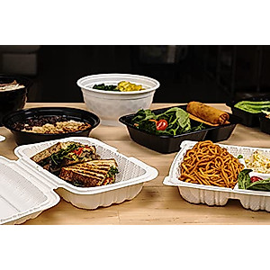 TIYA Takeout Food Containers - 16 oz Bulk 150 Pack with Lids - Plastic Food Storage To-Go Round Bowls - Reusable Microwavable Dishwasher Safe - Leak Proof and Great for Meal Prep