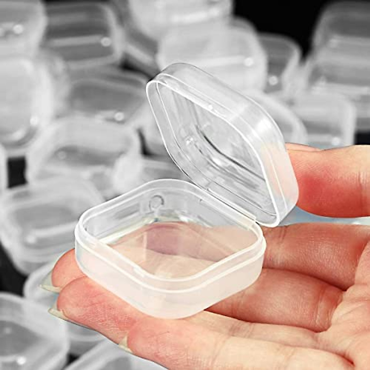 Eioflia Small Clear Storage Box Beads Storage Box Clear Plastic Storage Containers for Small Items Crafts Jewelry 50PCS Style1